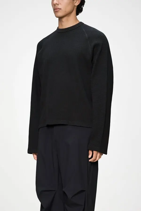 Rains Waffle Long Sleeve T-shirt - Black