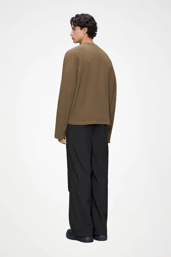 Rains Waffle Long Sleeve T-shirt - Splinter Brown