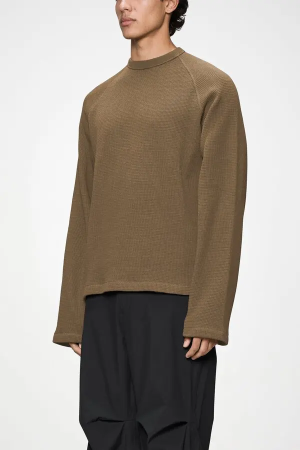 Rains Waffle Long Sleeve T-shirt - Splinter Brown