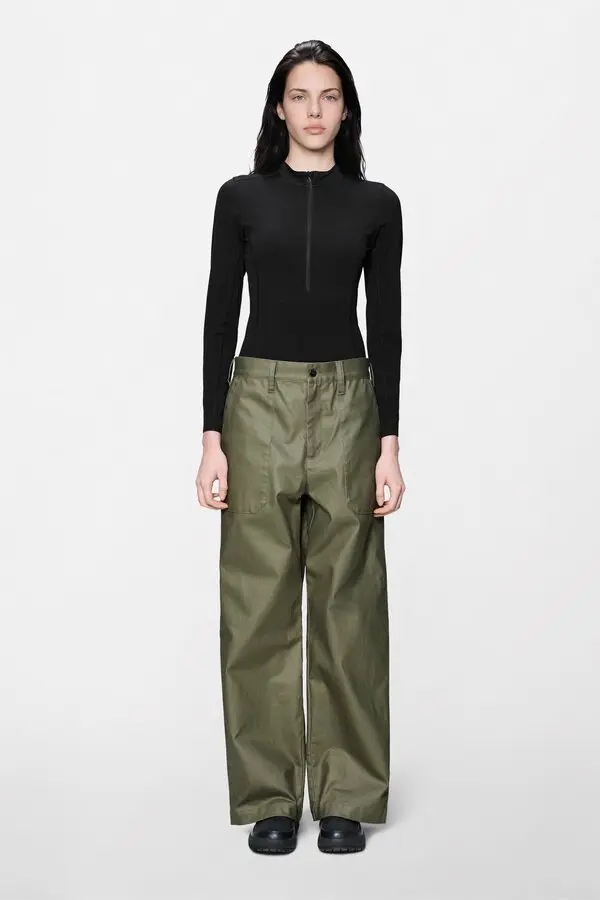 Rains Heavy Woven Pants Straight - Moss