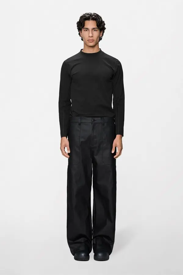 Rains Heavy Woven Pants Straight - Black