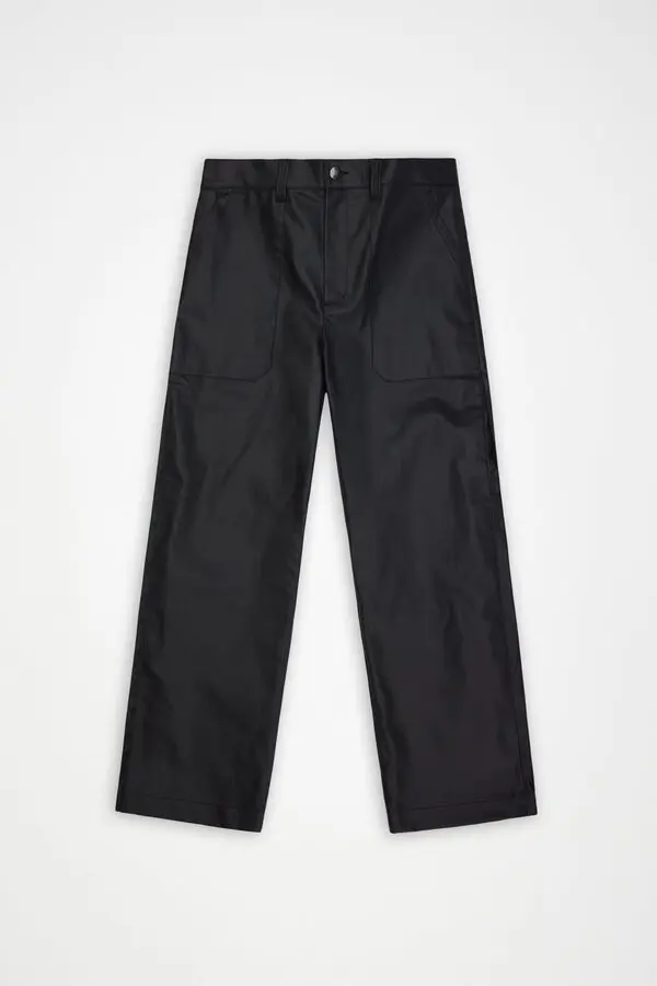 Rains Heavy Woven Pants Straight - Black