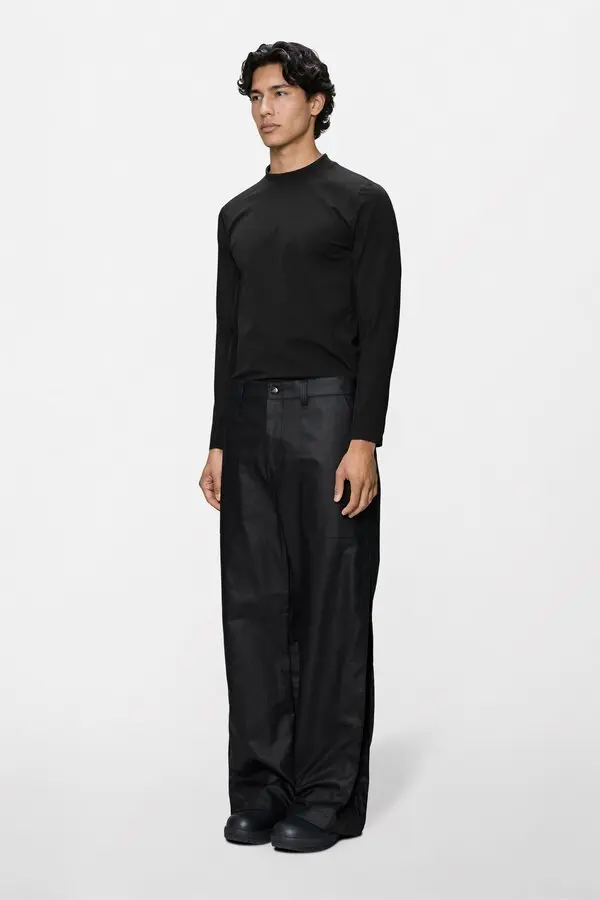 Rains Heavy Woven Pants Straight - Black