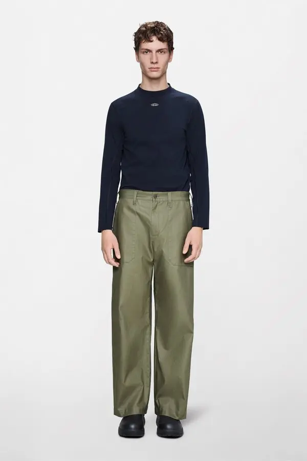 Rains Heavy Woven Pants Straight - Moss