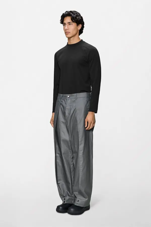 Rains Wide-leg Pleated Pants In Organic Cotton Twill