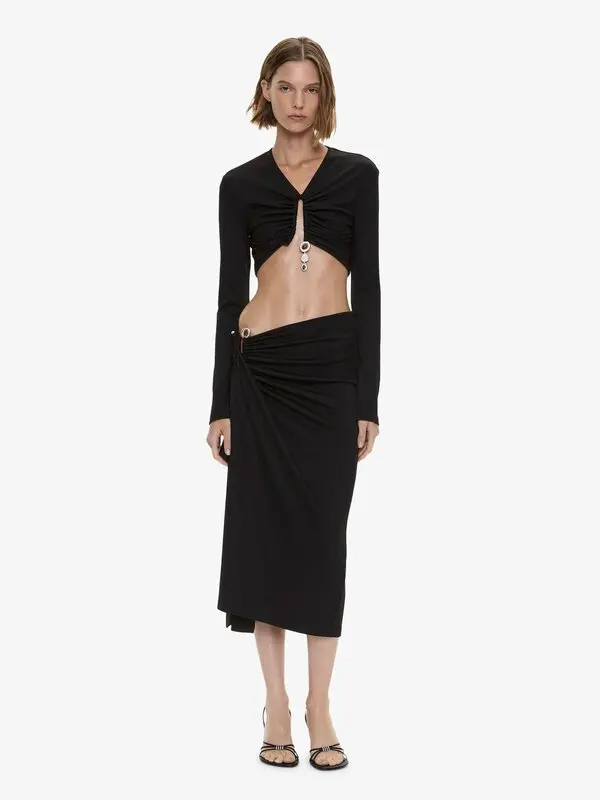 Christopher Esber Droplet Crystal Pendant Long Sleeve Top - Black