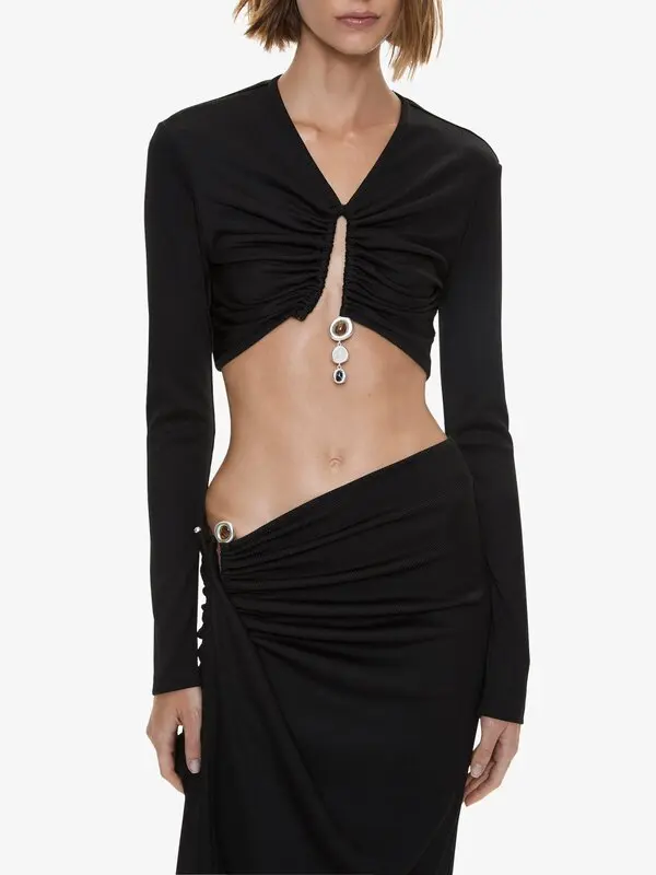 Christopher Esber Droplet Crystal Pendant Long Sleeve Top