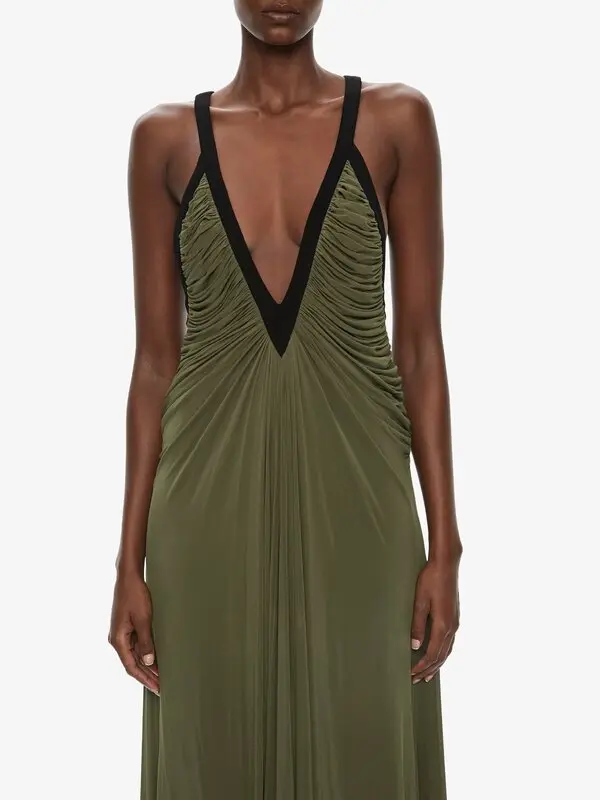 Christopher Esber Suspended Jersey Outline Maxi Dress - Khaki