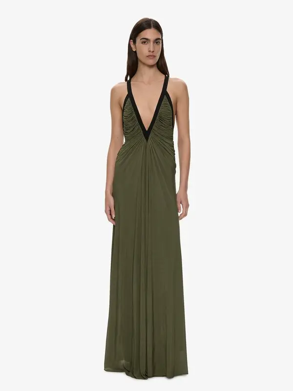 Christopher Esber Suspended Jersey Outline Maxi Dress - Khaki