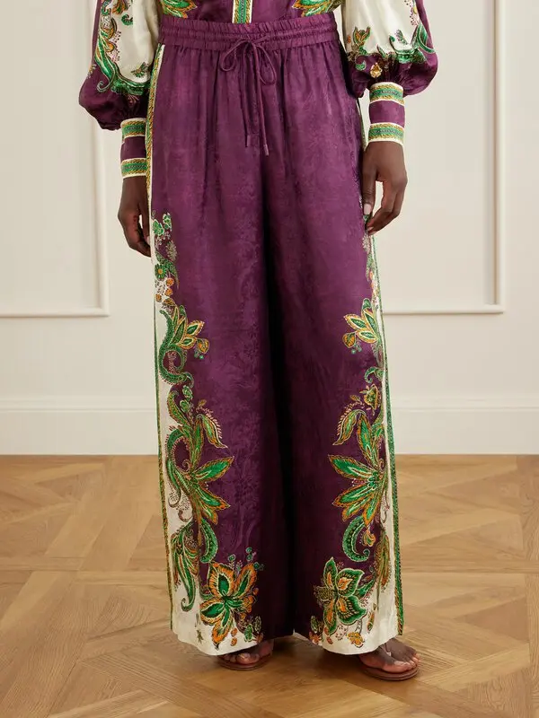 ALEMAIS Ruthie' Printed Satin-jacquard Wide-leg Pants - Multi