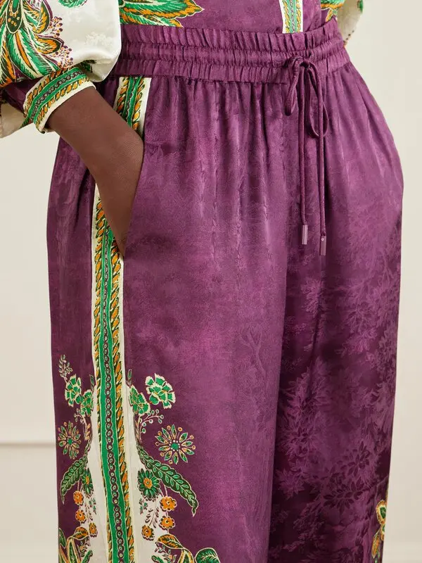ALEMAIS Ruthie' Printed Satin-jacquard Wide-leg Pants - Multi