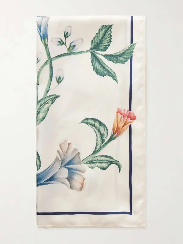 Agua Bendita Ceiba Brisa Floral-print Silk-twill Scarf - Cream
