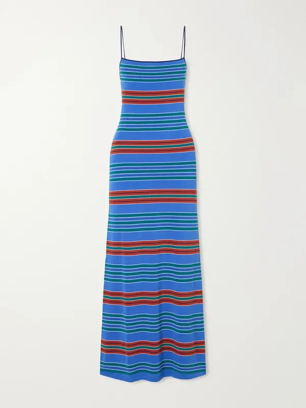 Faithfull The Brand Lucy Striped Cotton-blend Maxi Dress - Blue