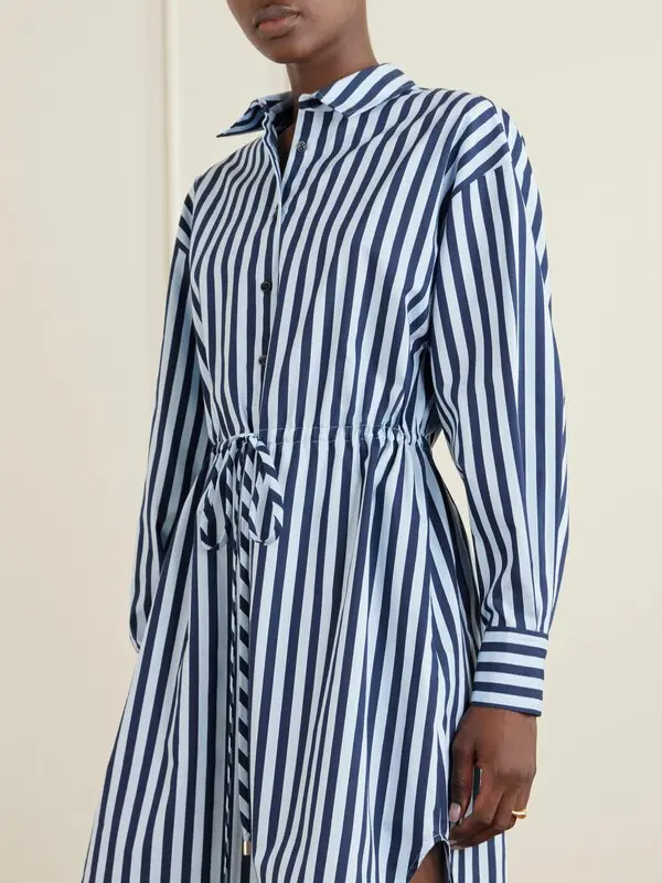 Carolina Herrera Striped Cotton-blend Poplin Mini Shirt Dress - Blue