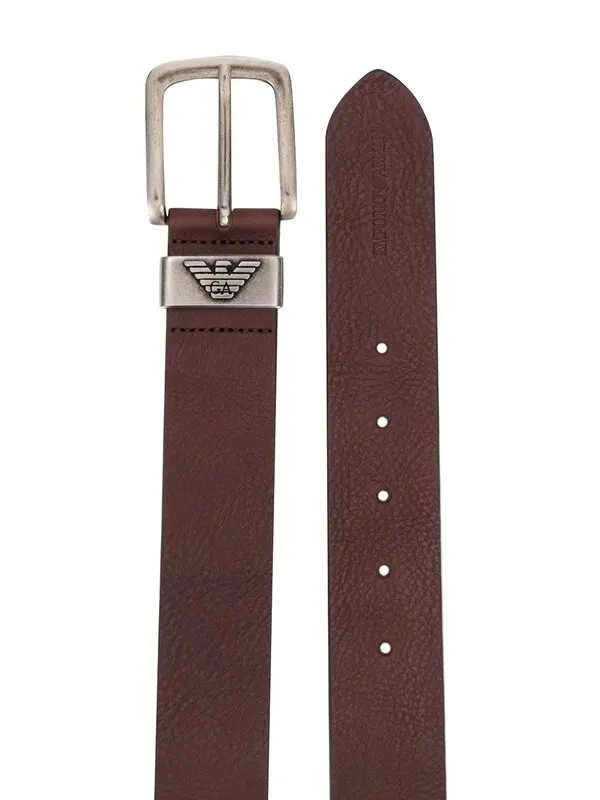 Emporio Armani Leather Belt With Silver-tone Hardware - Brown