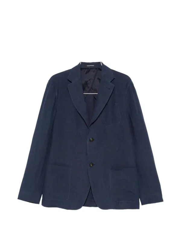Emporio Armani Single-breasted Notched Lapel Jacket - Blue