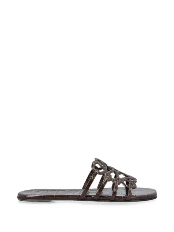 Loewe Petal Anagram Flat Sandals - Brown