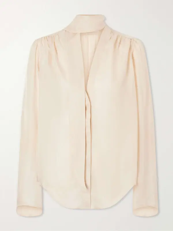 Maria Mcmanus Scarf-detailed Satin Blouse - Cream