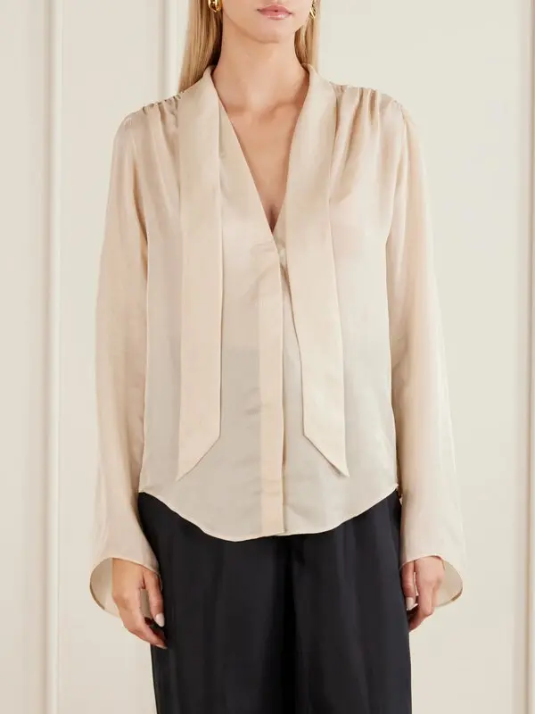 Maria Mcmanus Scarf-detailed Satin Blouse