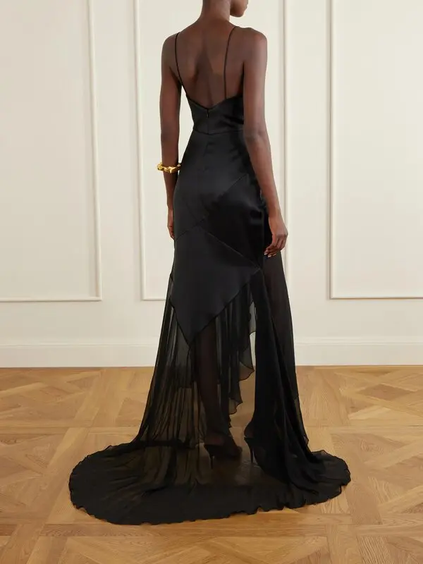 Alex Perry Paneled Silk-satin And Georgette Gown
