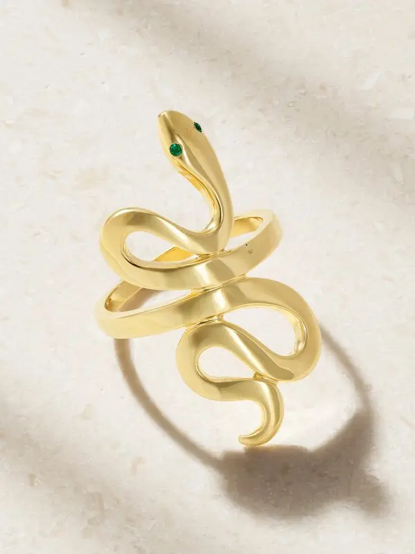 Ileana Makri 18-karat Emerald Snake Ring - Gold