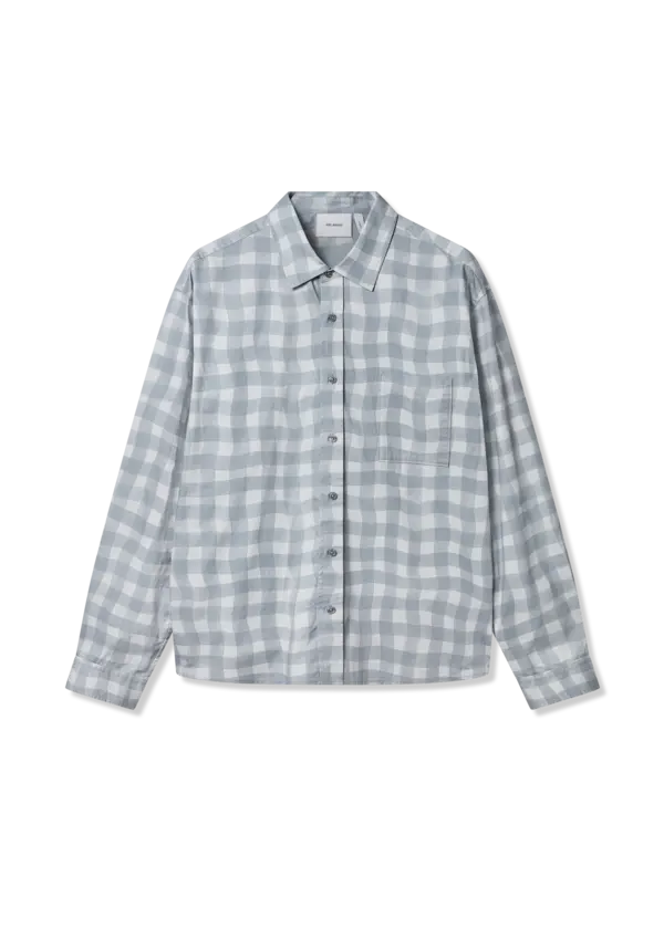 Axel Arigato Distort Gingham Shirt - Light Blue