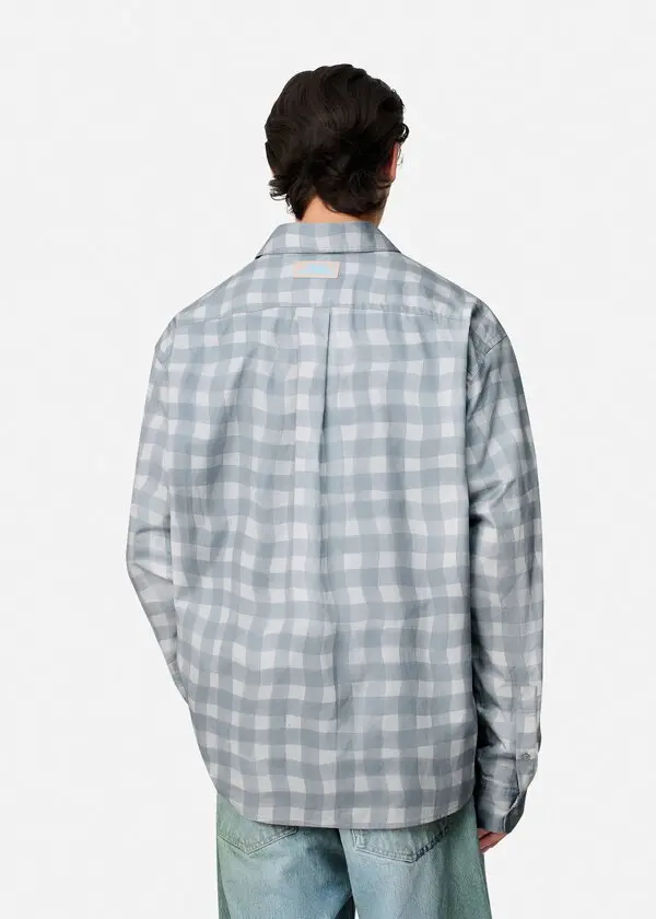 Axel Arigato Distort Gingham Shirt - Light Blue