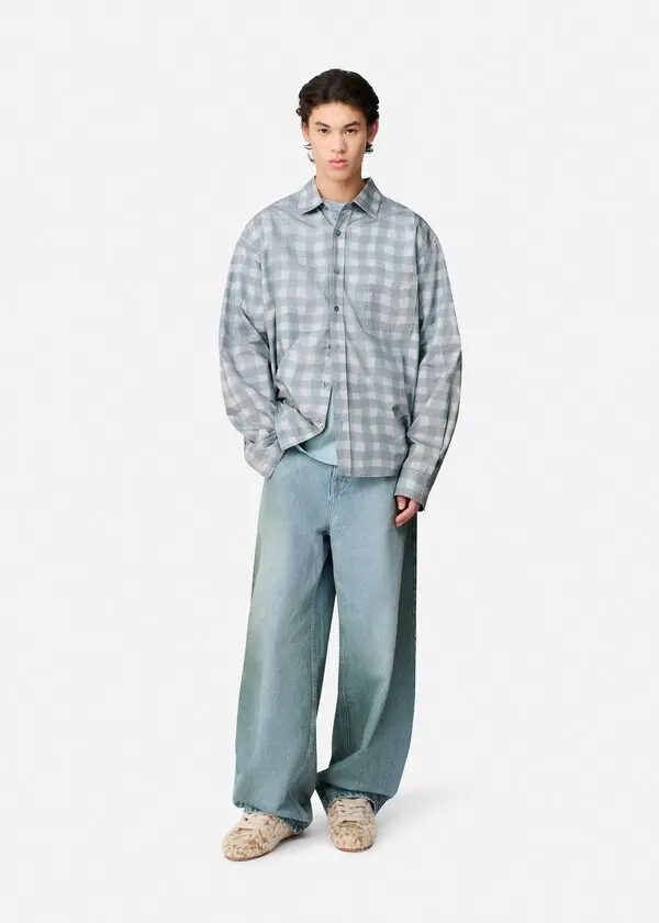 Axel Arigato Distort Gingham Shirt - Light Blue