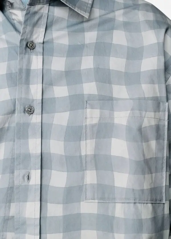 Axel Arigato Distort Gingham Shirt - Light Blue