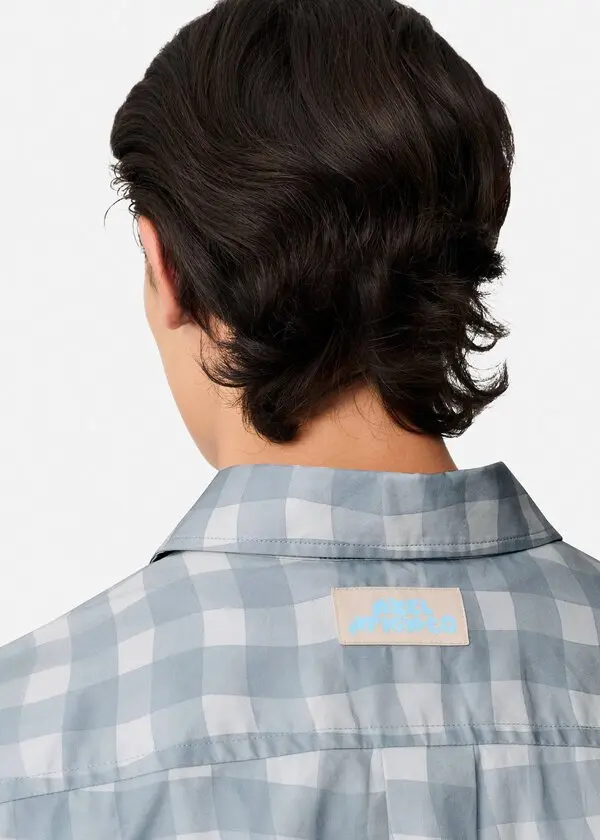 Axel Arigato Distort Gingham Shirt - Light Blue