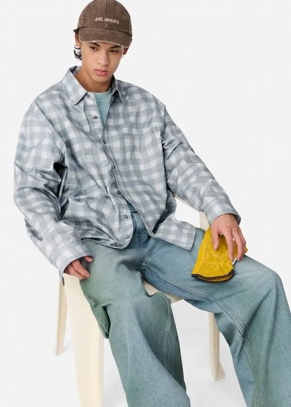 Axel Arigato Distort Gingham Shirt - Light Blue