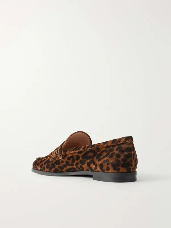 GIANVITO ROSSI Leopard-print Suede Loafers
