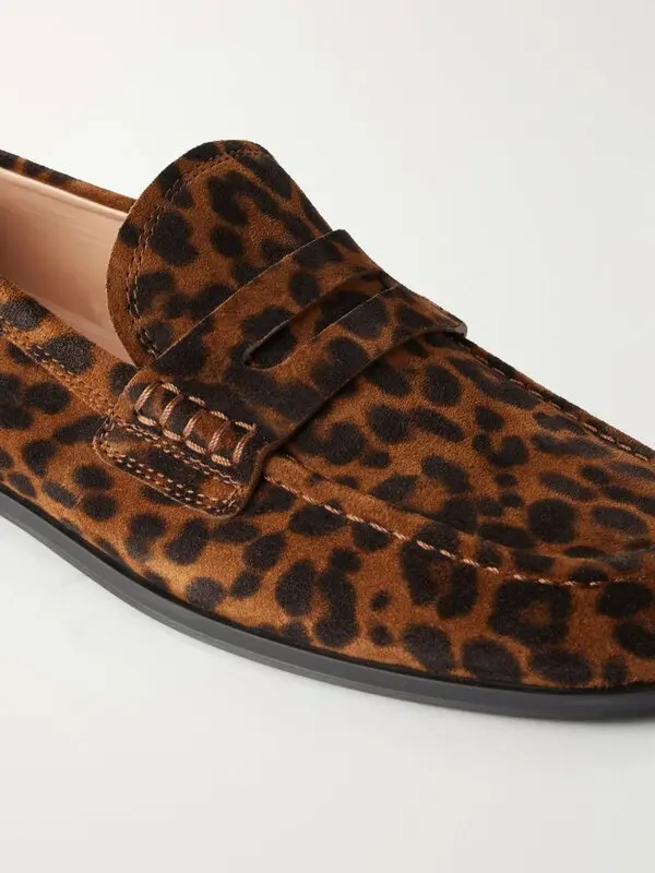 GIANVITO ROSSI Leopard-print Suede Loafers