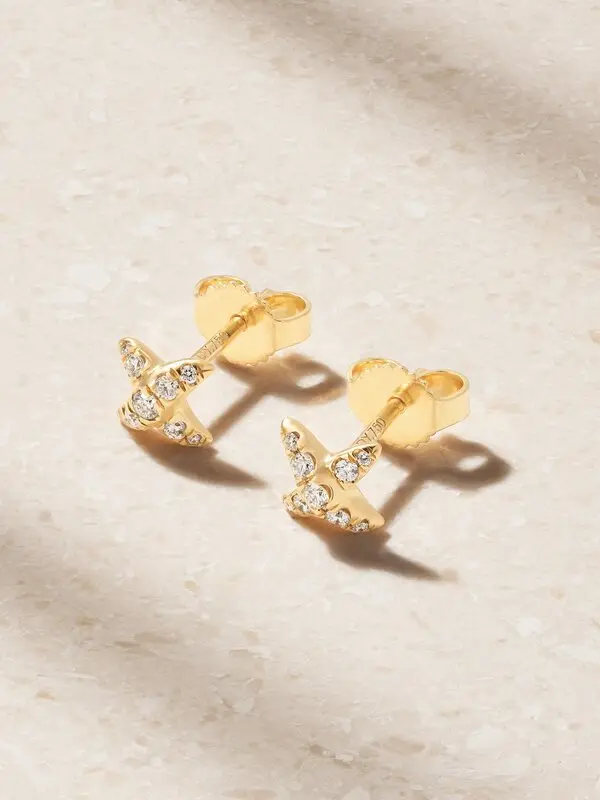 David Yurman 18k Yellow Diamond Crossover Stud Earrings - Gold