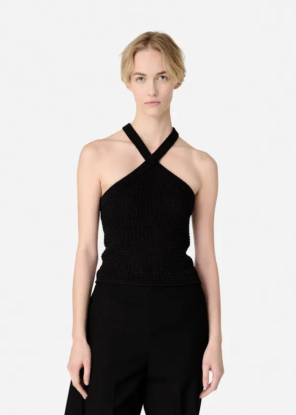 Axel Arigato Halter Crochet Tank - Black
