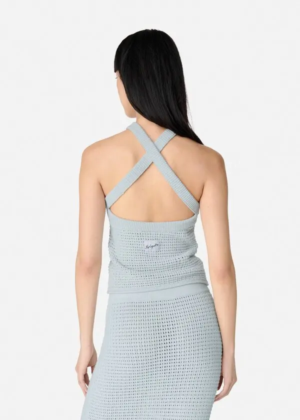 Axel Arigato Halter Crochet Tank - Ice Blue