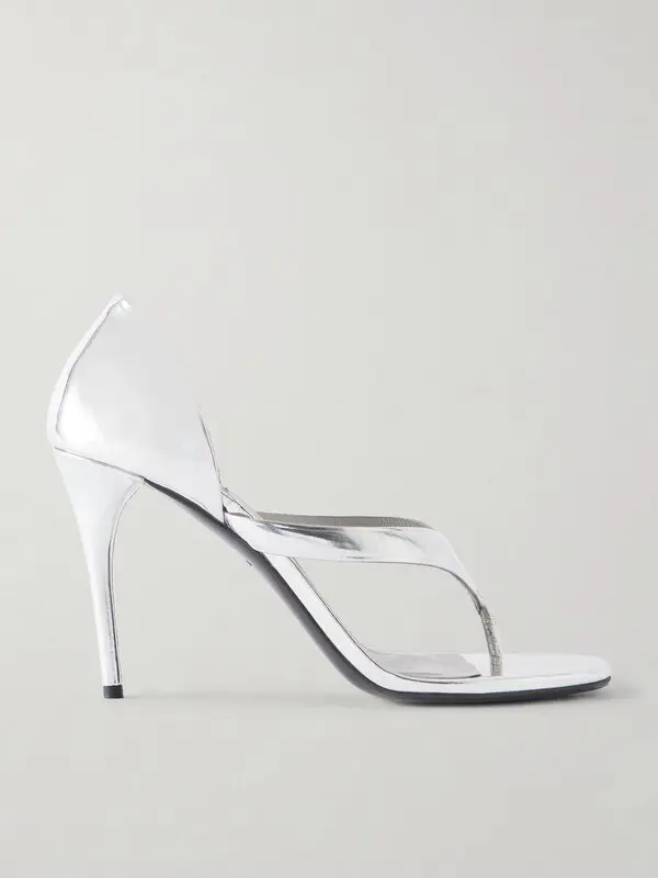 Alaïa Metallic Leather 90mm Thong Sandals - Silver