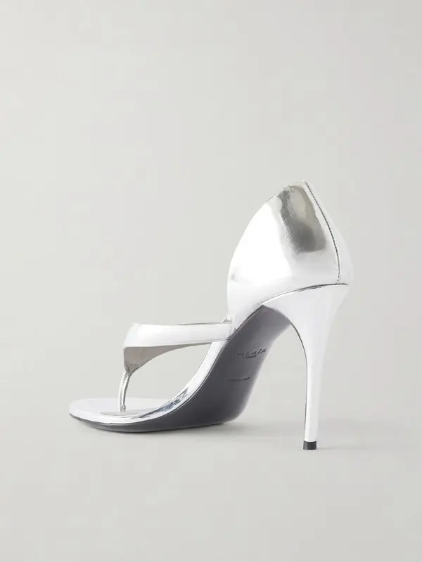 Alaïa Metallic Leather 90mm Thong Sandals - Silver
