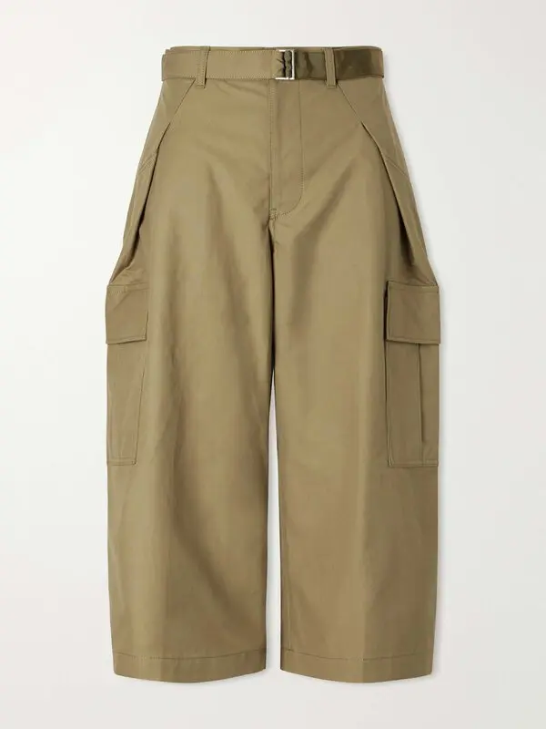 Sacai Cotton Wide-leg Cargo Pants - Beige