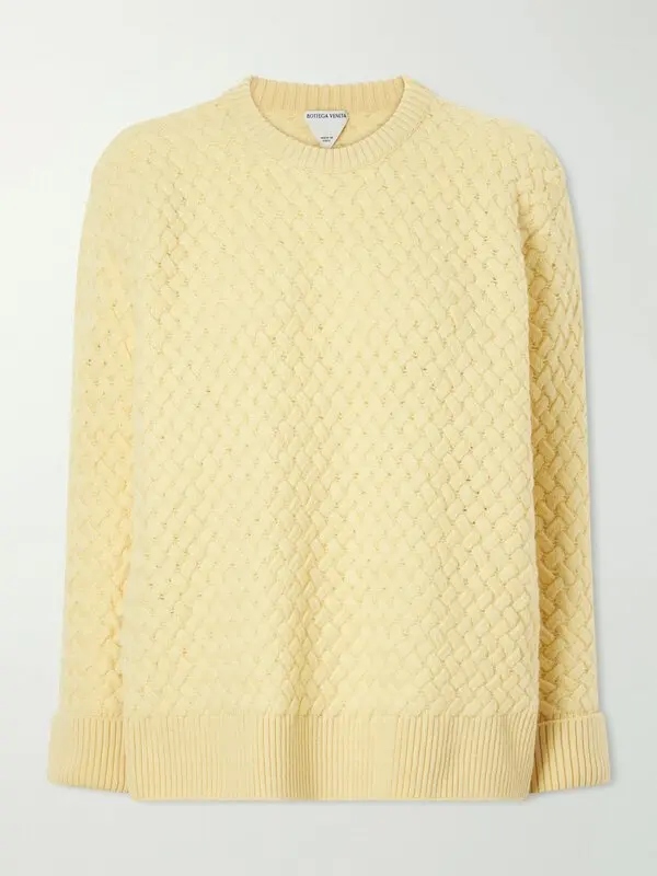 Bottega Veneta Intrecciato Wool-blend Sweater - Yellow