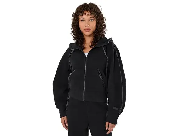 UGG Classic Full Zip Hoodie Sweatshirt Sand Heather - Black
