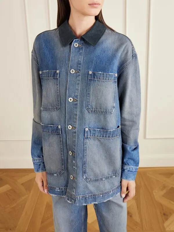 SLVRLAKE Worker Corduroy-trimmed Denim Jacket