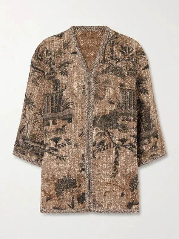 Etro Kesa Embroidered Bouclé Jacket - Beige