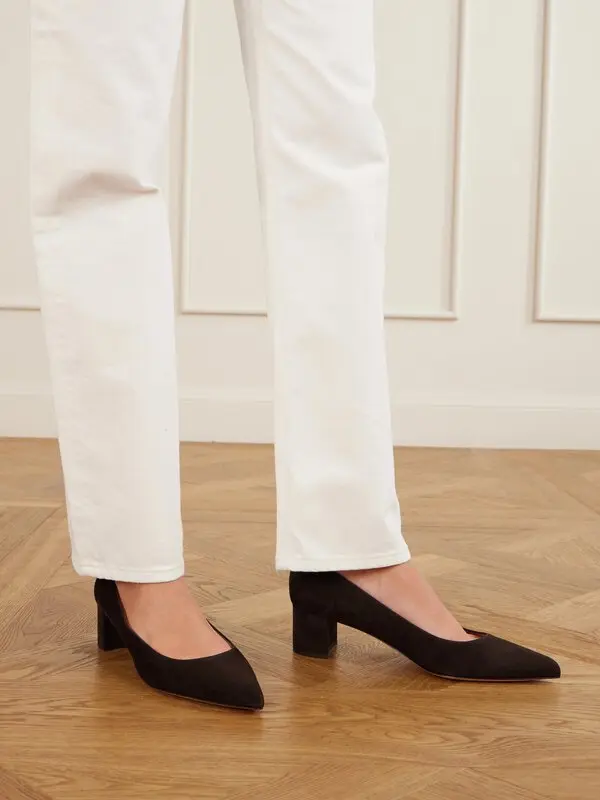 GIANVITO ROSSI Piper 45 Suede Block Heel Pumps