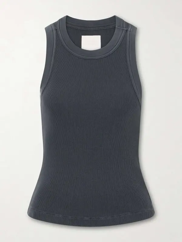 Citizens Of Humanity Isabel Ribbed Cotton And Tencel™ Lyocell-blend Tank - Charcoal