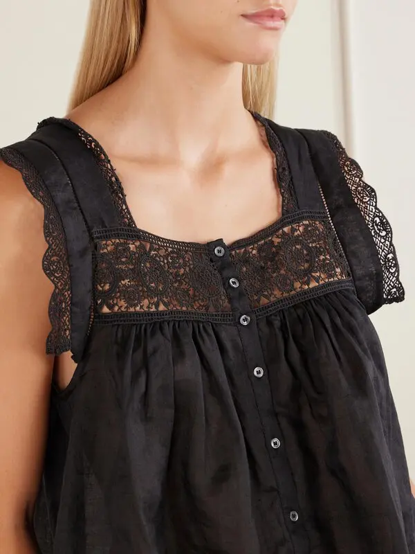 Citizens Of Humanity Mia Embroidered Ramie Blouse - Black