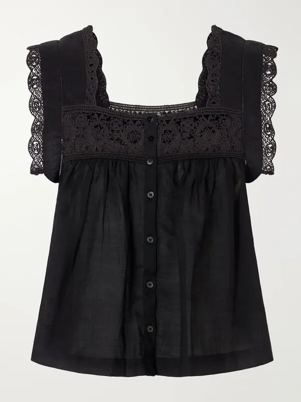 Citizens Of Humanity Mia Embroidered Ramie Blouse - Black