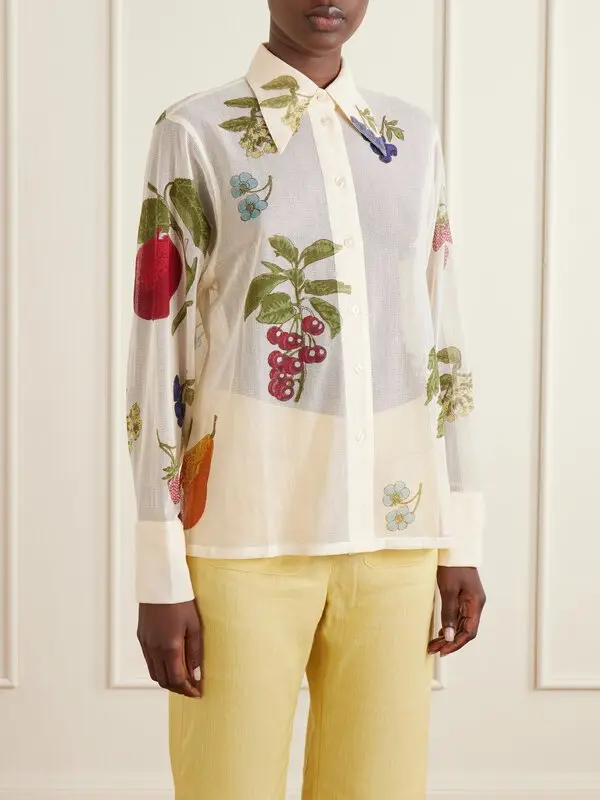 Alix Of Bohemia Dana Nine Fruit' Printed Cotton-mesh Shirt
