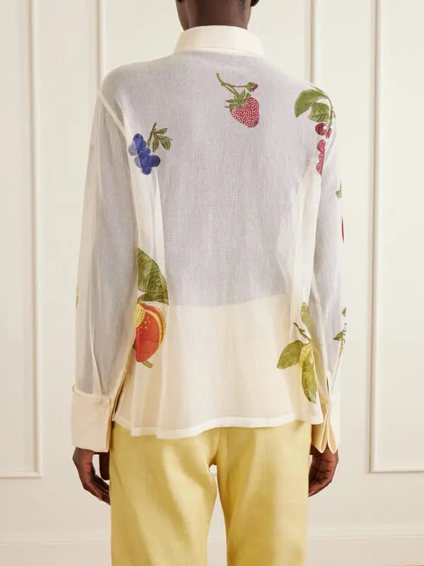 Alix Of Bohemia Dana Nine Fruit' Printed Cotton-mesh Shirt
