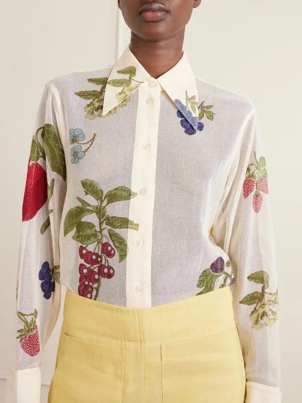 Alix Of Bohemia Dana Nine Fruit' Printed Cotton-mesh Shirt